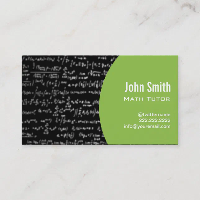 Math Equations Math Tutor Business Card (green) | Zazzle