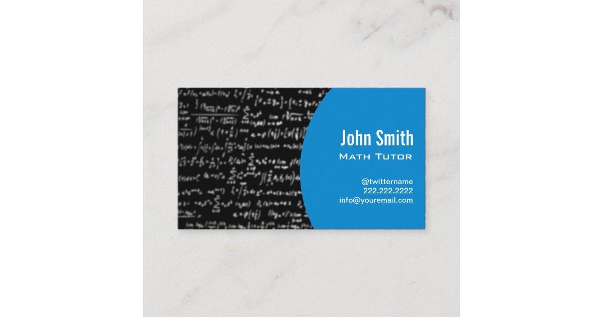 Math Equations Math Tutor Modern Blue Business Card | Zazzle