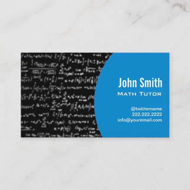 Math Equations Math Tutor Modern Blue Business Card | Zazzle
