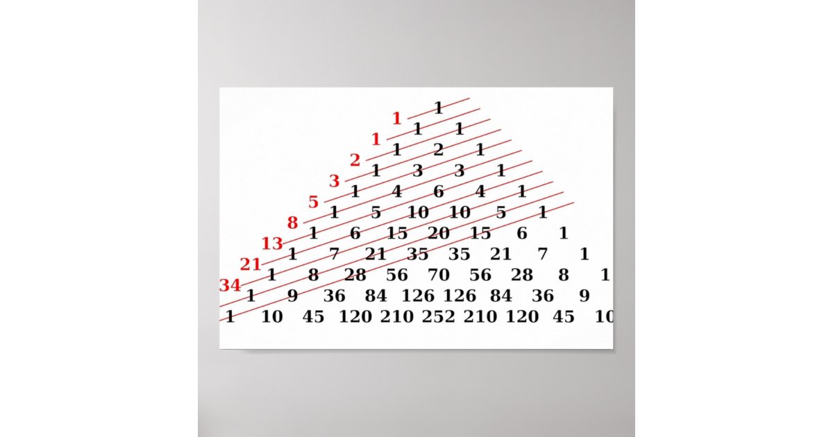 MATH Fibonacci numbers Pascals triangle Poster | Zazzle