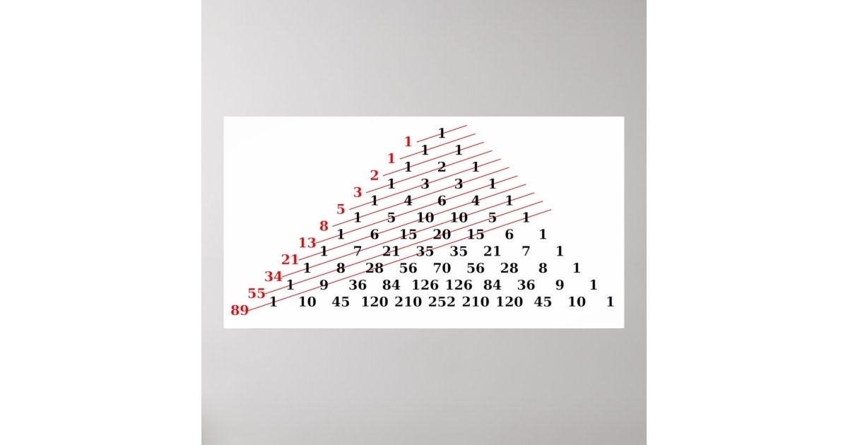 MATH Fibonacci numbers Pascals triangle Poster | Zazzle