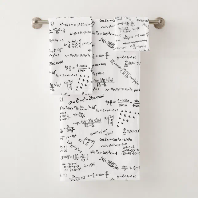 Math Formulas And Numbers Bath Towel Set | Zazzle