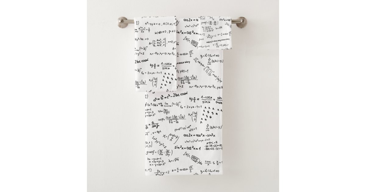 Math Formulas And Numbers Bathroom Bath Towel Set | Zazzle