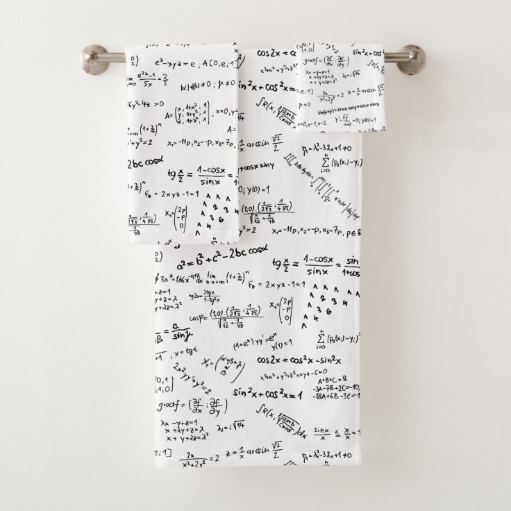 Math Formulas And Numbers Bathroom Bath Towel Set | Zazzle