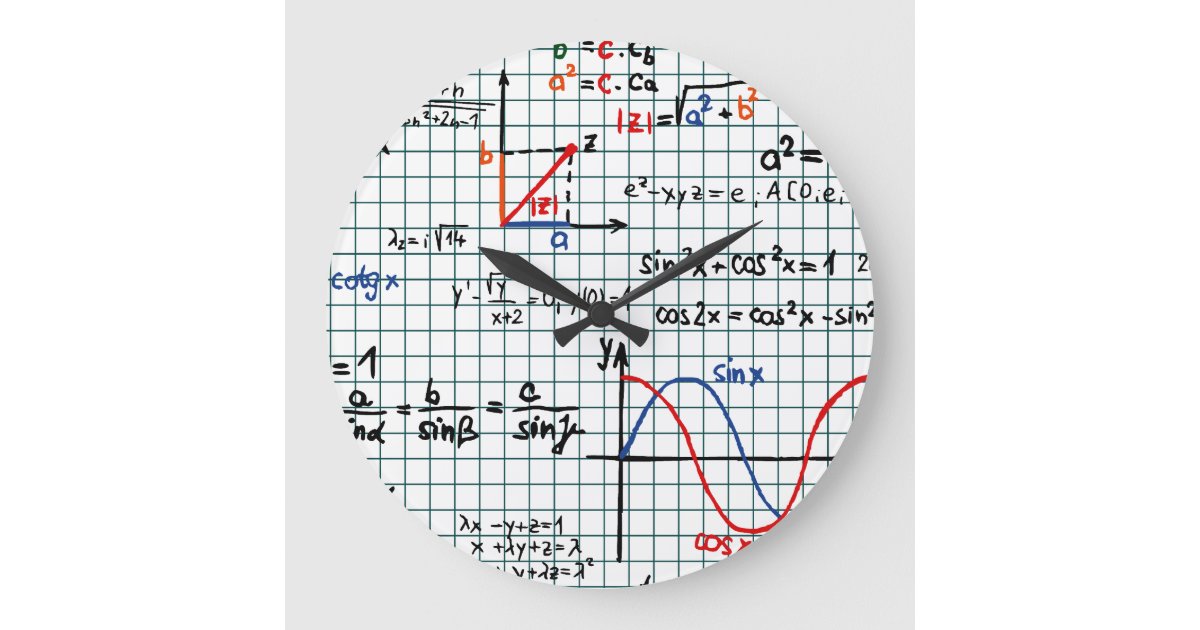 Math Formulas Numbers Large Clock | Zazzle