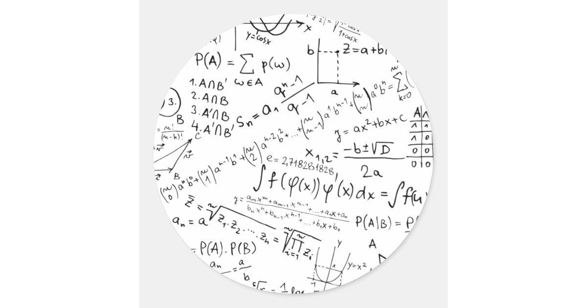 Math Geek, Mathematics Problem Solving Pattern Classic Round Sticker ...