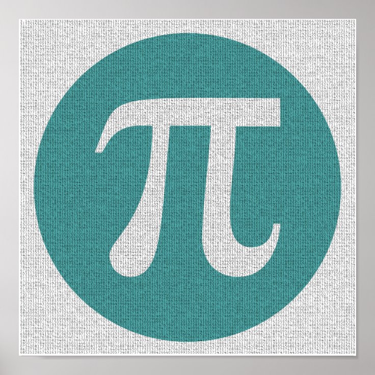 Math geek Pi symbol, blue circle and digits. Poster | Zazzle