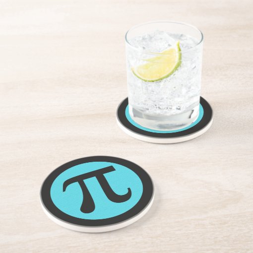 Math geek Pi symbol, blue on black Drink Coaster | Zazzle