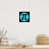 Math geek Pi symbol, blue on black Poster | Zazzle