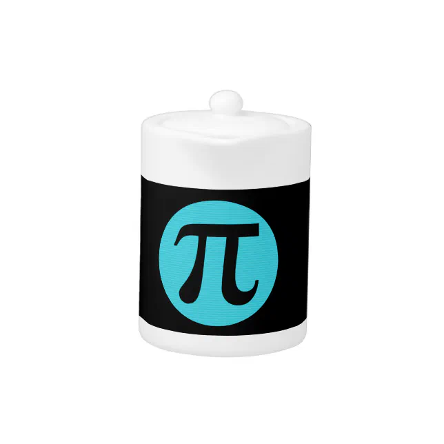 Math geek Pi symbol, blue on black Teapot | Zazzle