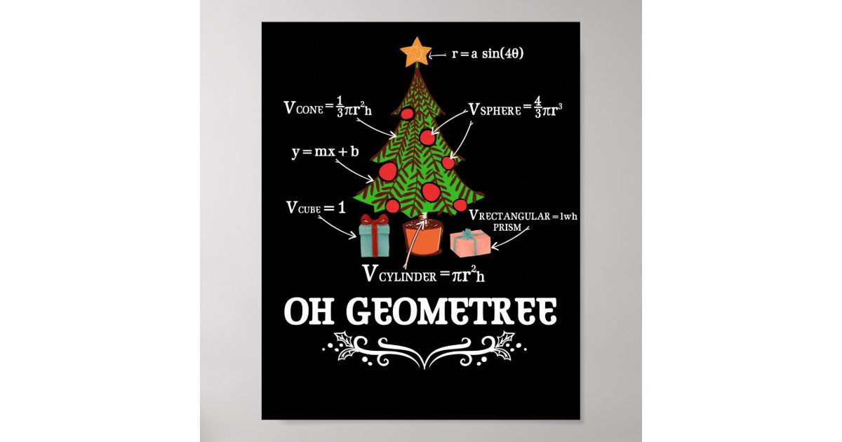 Math Geometry Christmas Tree Geometree Teacher Poster | Zazzle