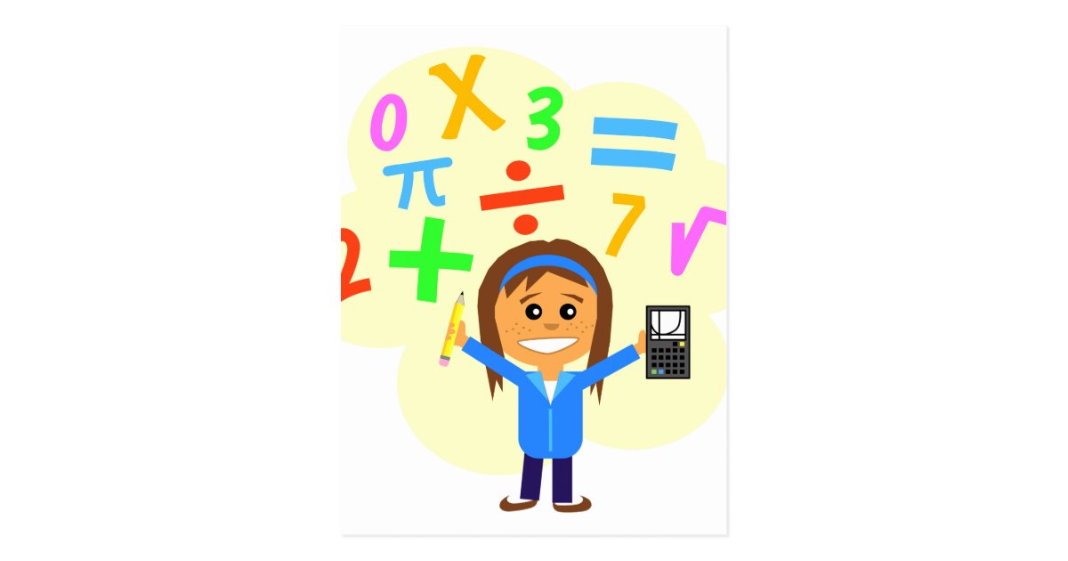 Math Girl Cartoon Postcard | Zazzle.com