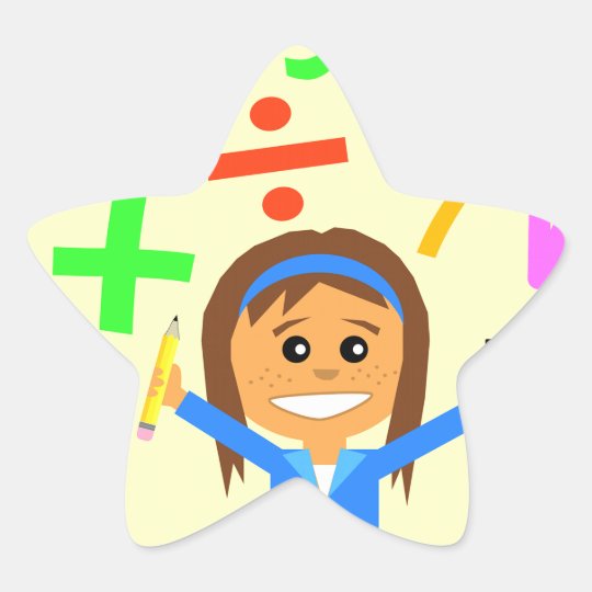 Math Girl Cartoon Star Sticker | Zazzle.com