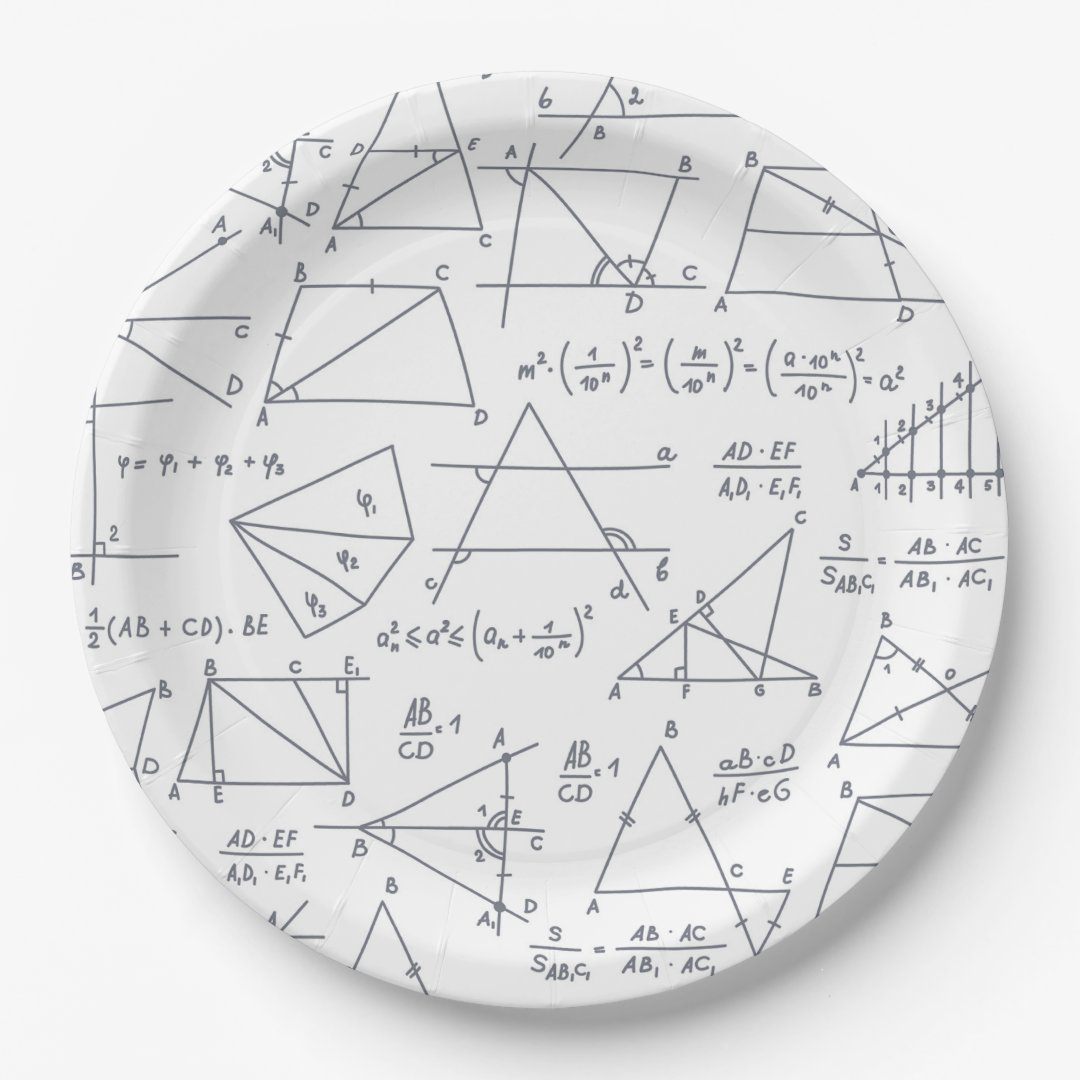 Math Hand Written Calculations Illustrations Paper Plates | Zazzle