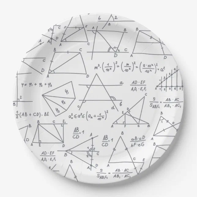 Math Hand Written Calculations Illustrations Paper Plates | Zazzle