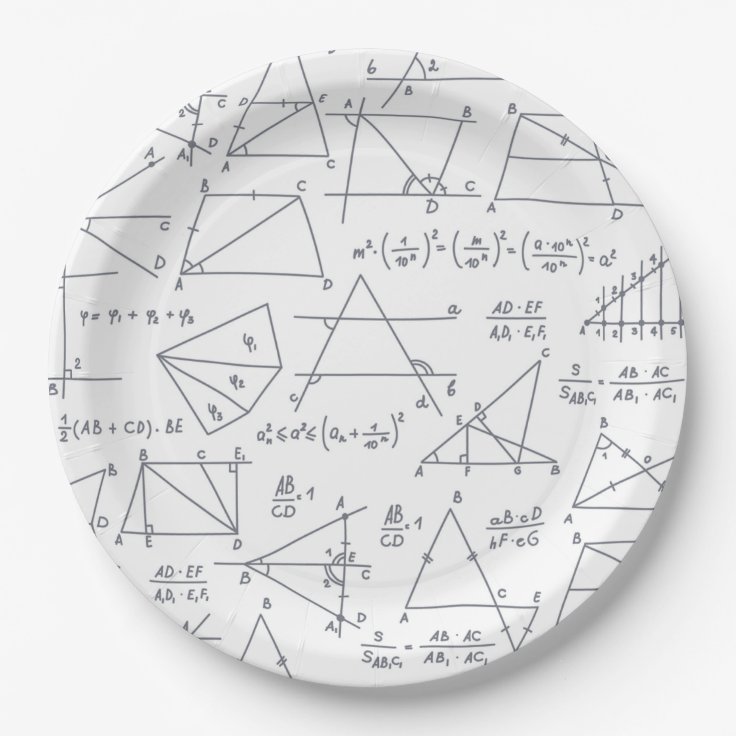 Math Hand Written Calculations Illustrations Paper Plates | Zazzle