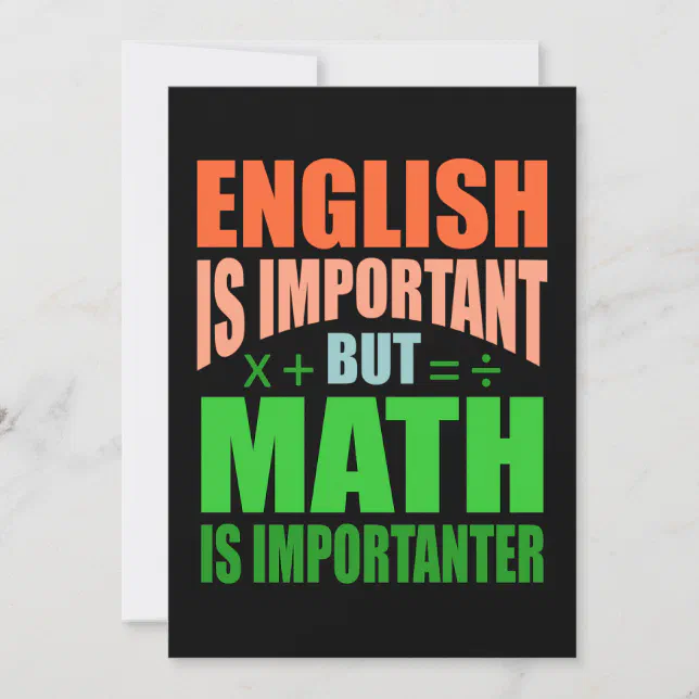Math Is Importanter Teacher Mathematic Maths Thank You Card | Zazzle