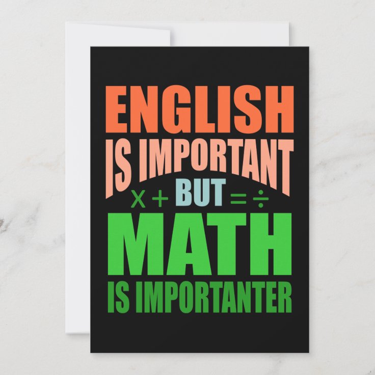 Math Is Importanter Teacher Mathematic Maths Thank You Card | Zazzle