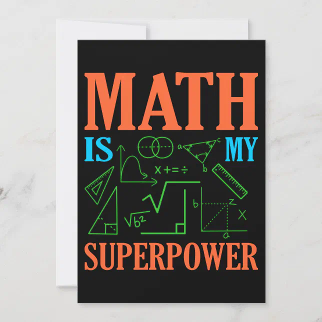 Math Is Superpower Teacher Mathematics Maths Invitation | Zazzle