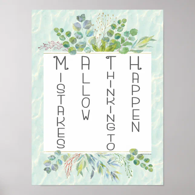 Math Mistakes Allow Thinking to Happen Motivation Poster | Zazzle
