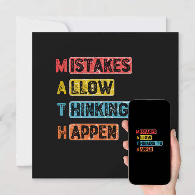 Math. Mistakes Allow Thinking To Happen - Teacher Invitation | Zazzle
