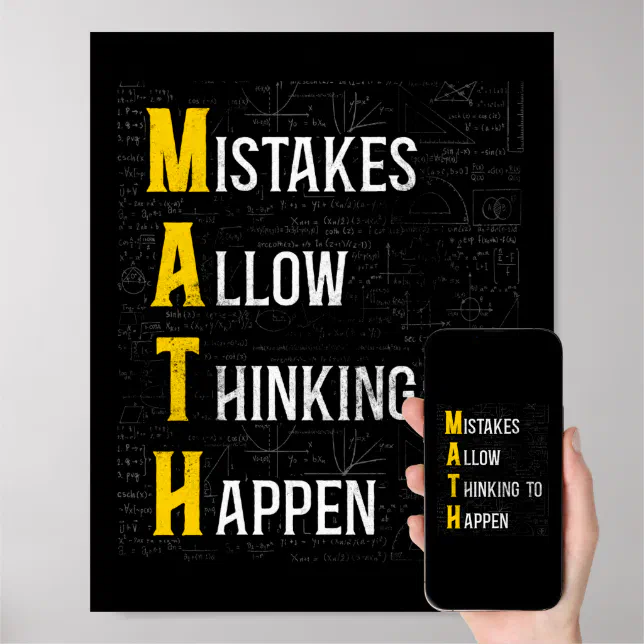 Math Mistakes Allow Thinking To Happen Teacher Poster | Zazzle