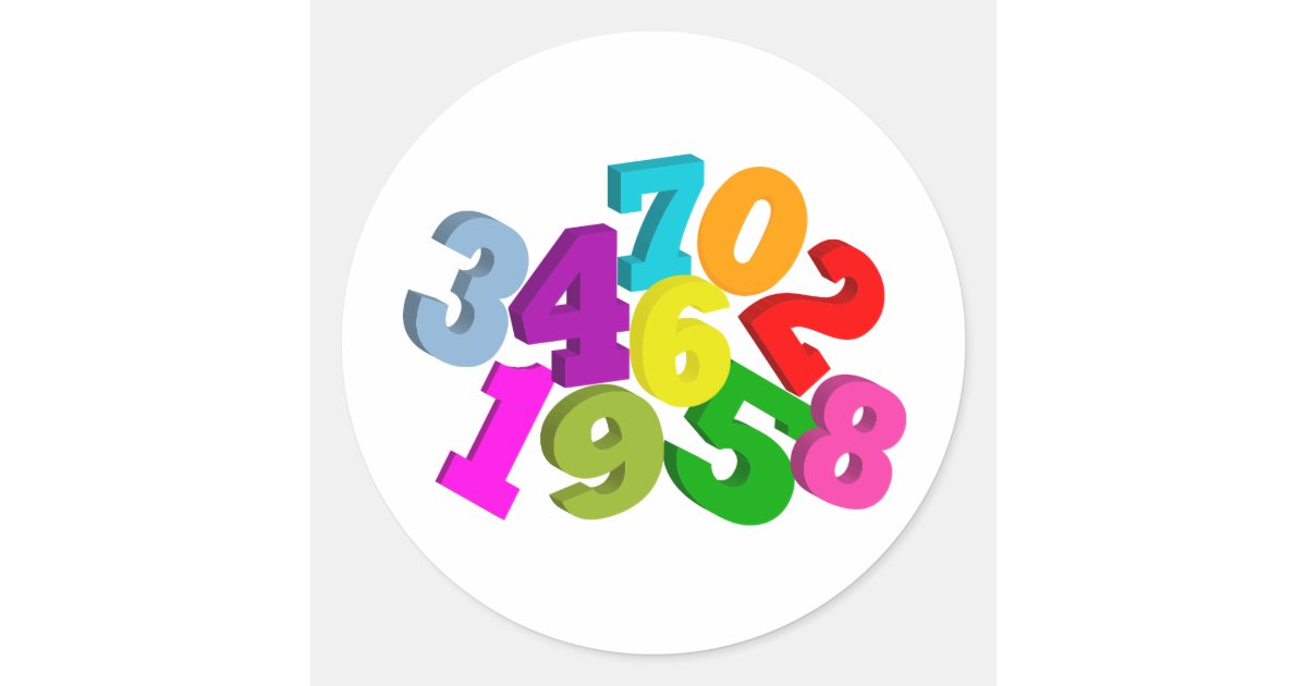 math numbers in color classic round sticker | Zazzle