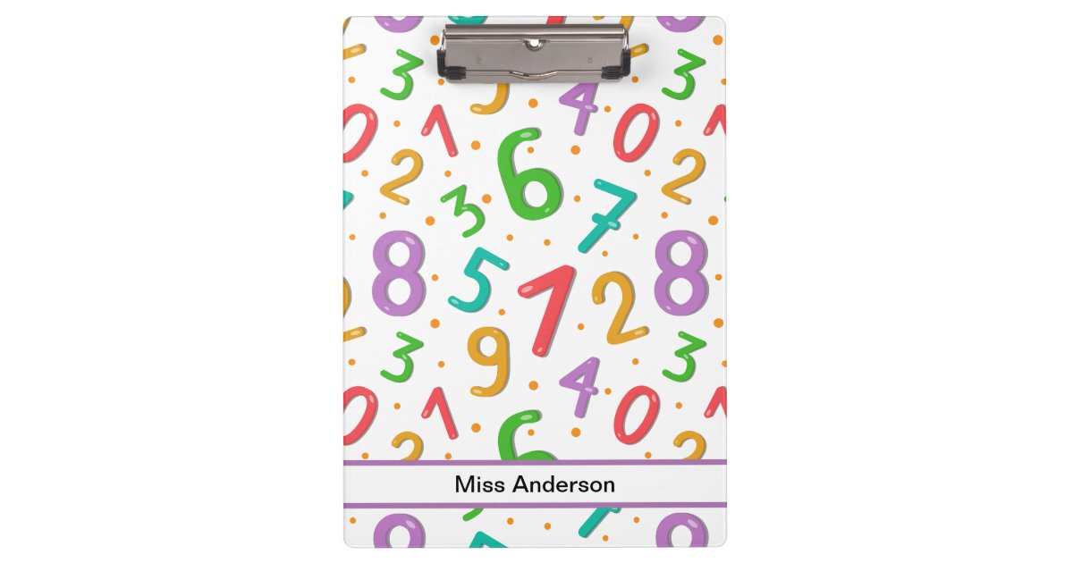 Math Numbers Pattern Customizable Teacher's Clipboard | Zazzle