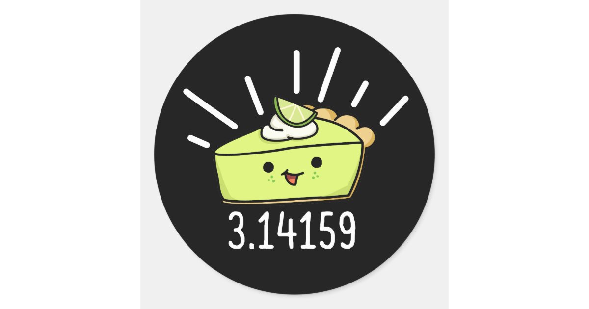 Math Pi Number Funny Pie Pun Dark BG Classic Round Sticker | Zazzle