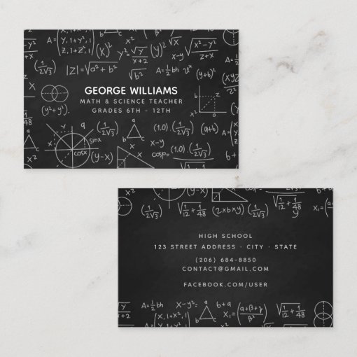 Math Science Teacher School Tutor Calling Card | Zazzle