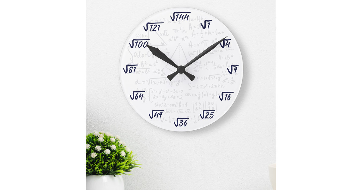 Math Square Root Round Clock | Zazzle
