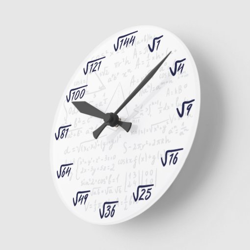 Math Square Root Round Clock | Zazzle