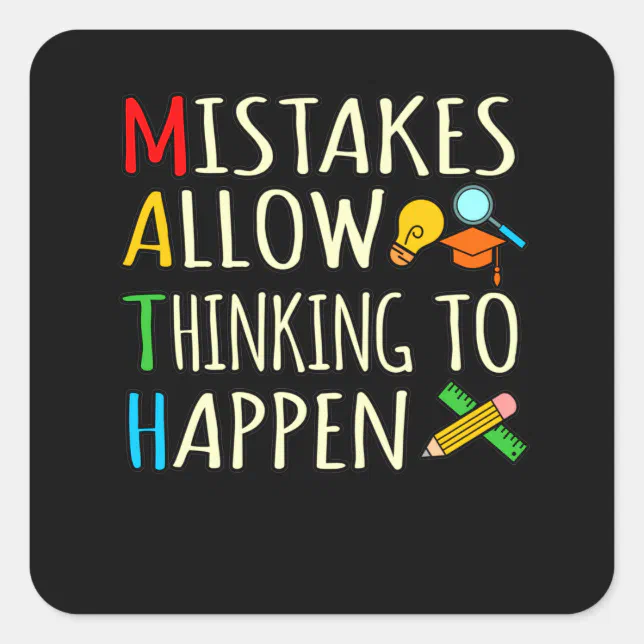 Math Student Mistakes Mathematics Maths Teacher Square Sticker | Zazzle