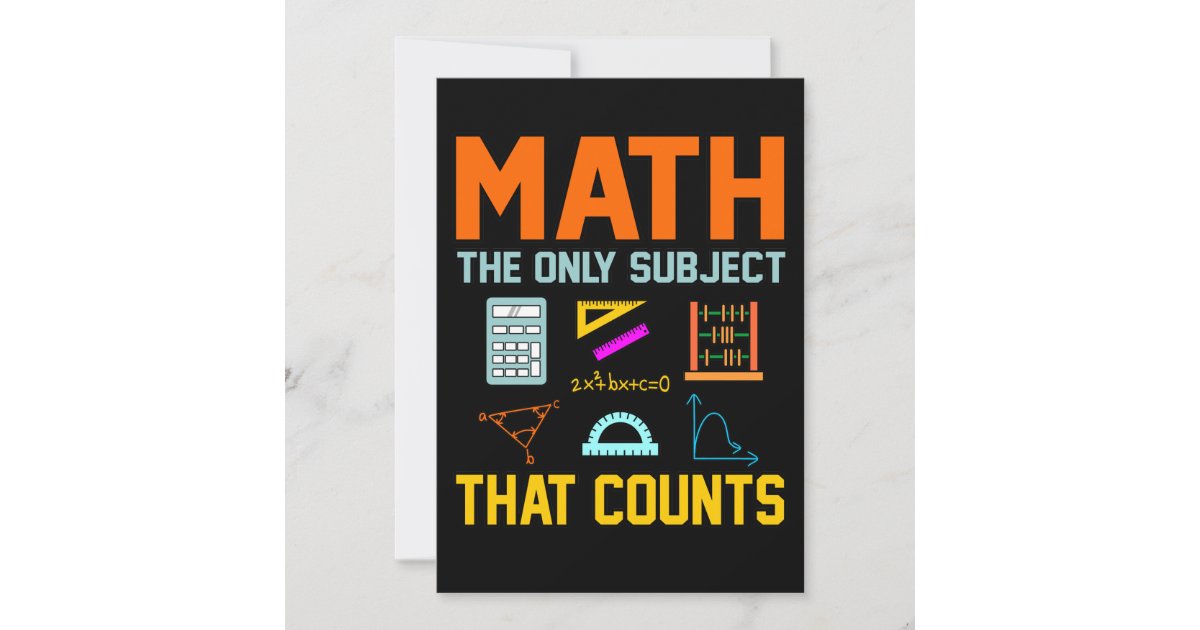 Math Subject Counts Mathematic Maths Teacher Invitation | Zazzle