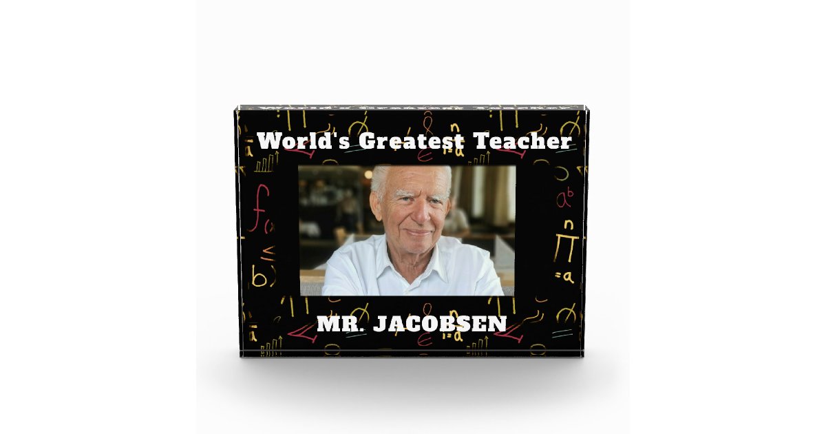 Math Symbols Frame Teacher Photo Block | Zazzle