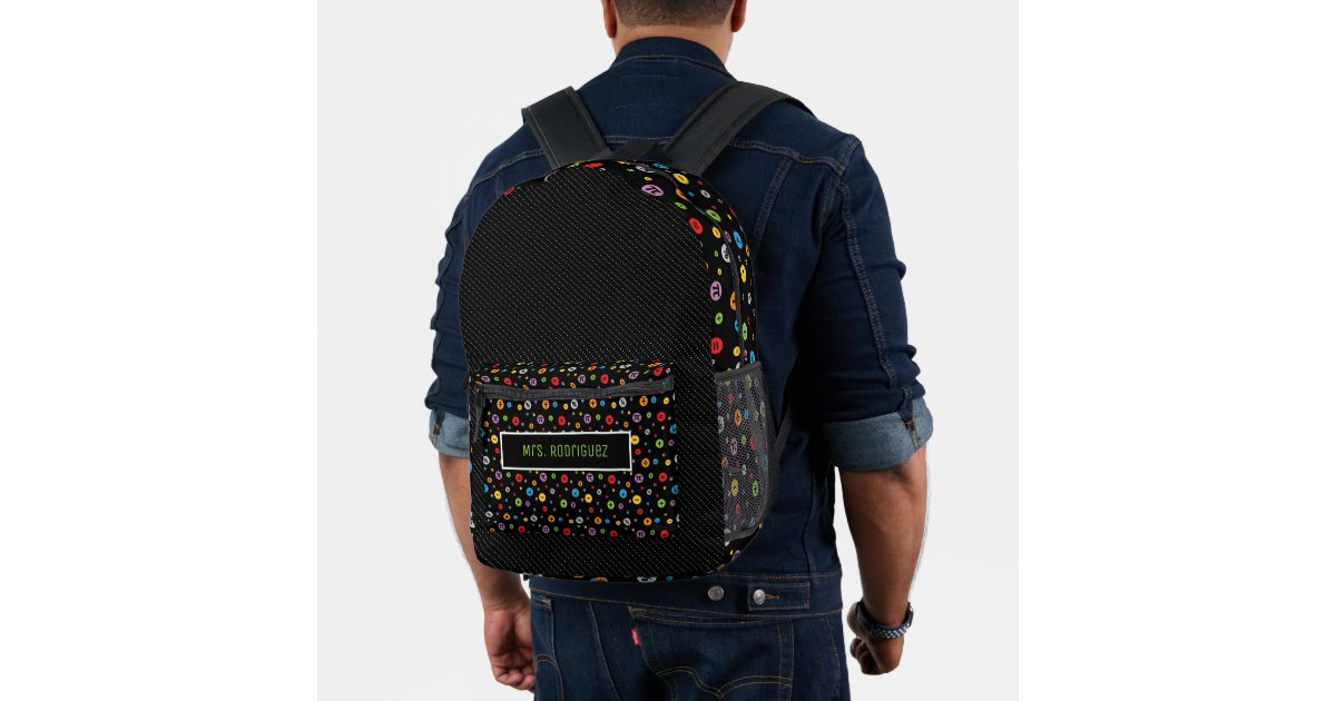 Math Symbols in Colorful Circles Pattern Printed Backpack | Zazzle