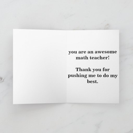Math Teacher Appreciation Thank You Card | Zazzle