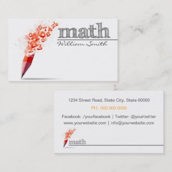 Math Teacher Business card | Zazzle