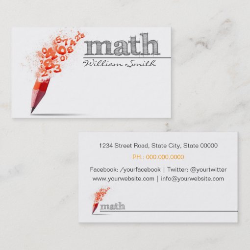 Math Teacher Business card | Zazzle