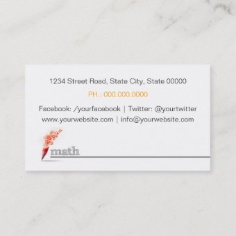 Math Teacher Business card | Zazzle