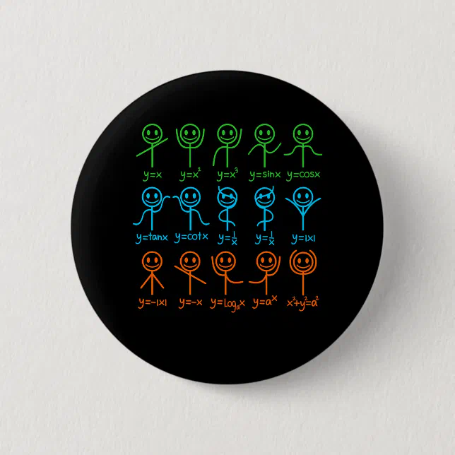 Math Teacher Dance Equation Mathematic Maths Button | Zazzle