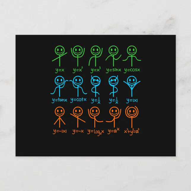 Math Teacher Dance Equation Mathematic Maths Invitation Postcard | Zazzle