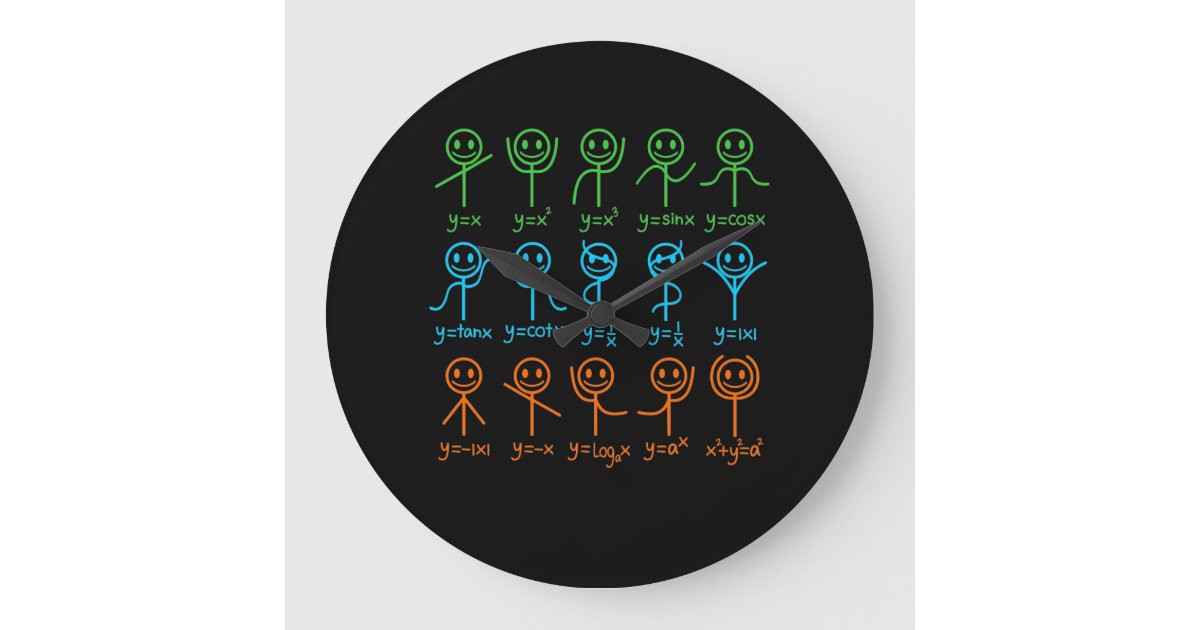 Math Teacher Dance Equation Mathematic Maths Large Clock | Zazzle