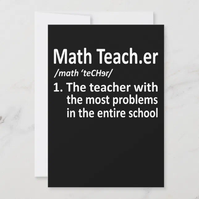Math Teacher Definition Mathematics Maths Student Thank You Card | Zazzle