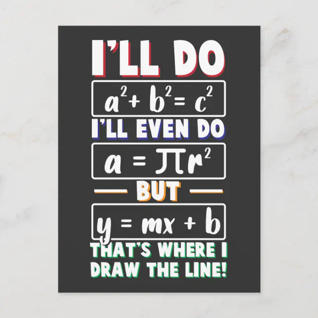 Math Teacher geek mathematics Nerd Formula pi day Postcard | Zazzle