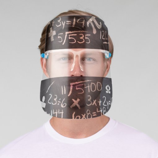 Math Teacher Mathematics Symbols on Chalkboard Face Shield | Zazzle