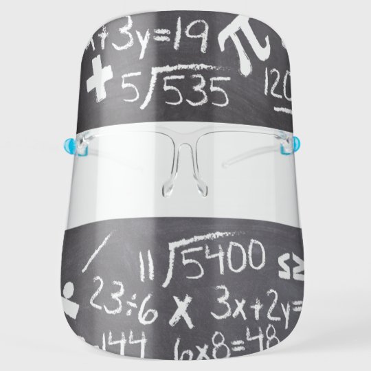 Math Teacher Mathematics Symbols on Chalkboard Face Shield | Zazzle.com