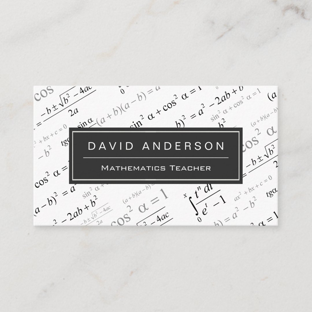Math Teacher Stylish Mathematics Formulas Pattern Business Card | Zazzle