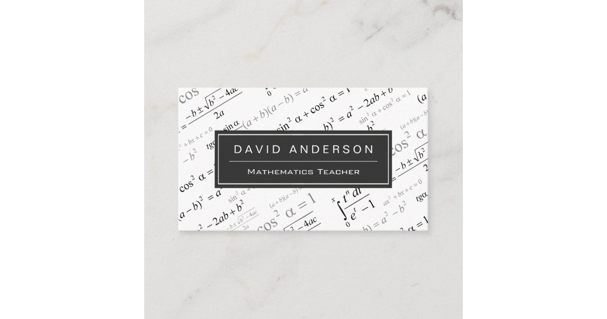 Math Teacher Stylish Mathematics Formulas Pattern Business Card | Zazzle