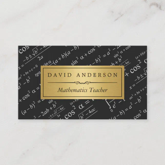 Math Teacher with Stylish Equations Formulas Business Card | Zazzle